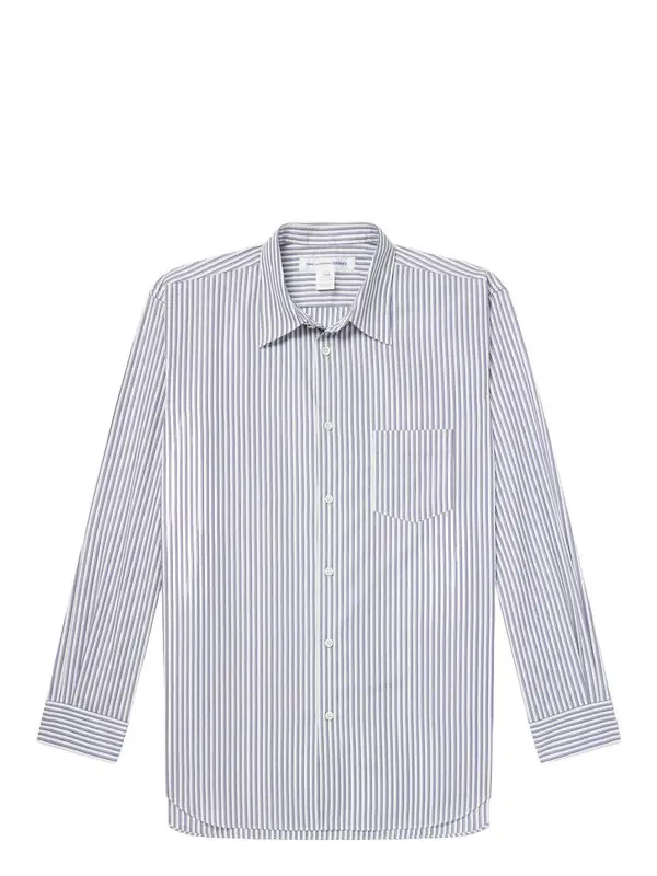 Comme Des Garçons Striped Cotton-poplin Shirt - Blue