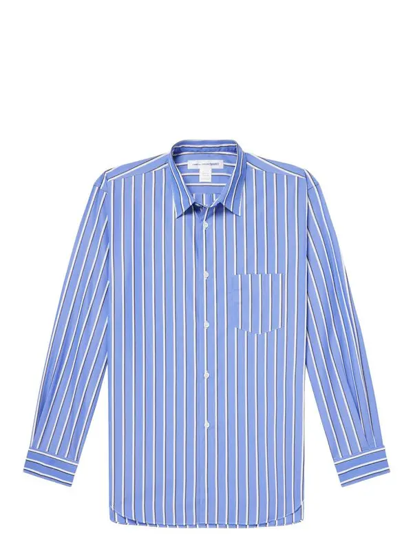 Comme Des Garçons Striped Cotton-poplin Shirt - Blue