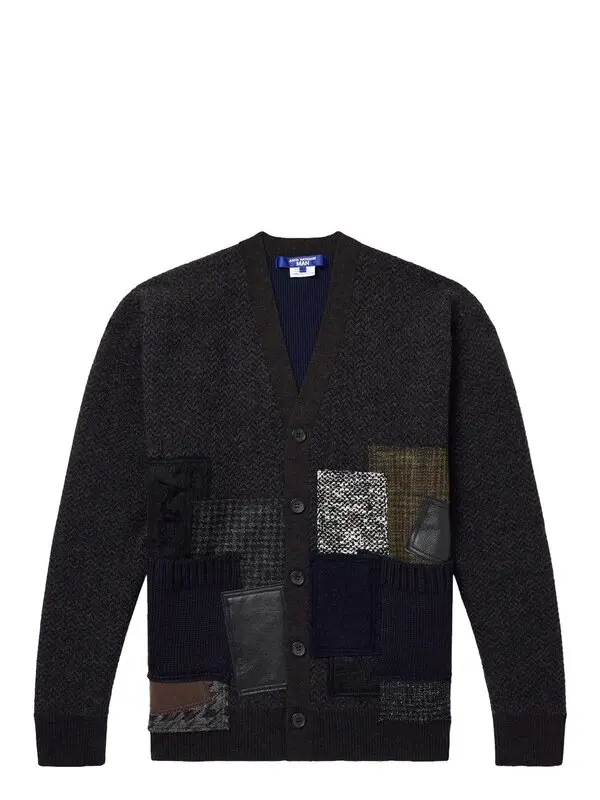 Junya Watanabe Patchwork Wool-blend Cardigan - Blue
