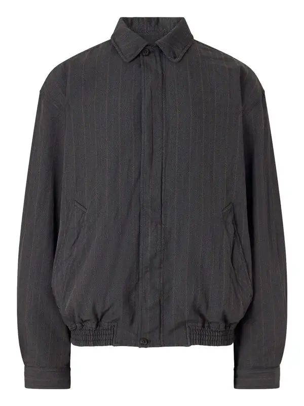 Comme Des Garçons Crinkled Striped Herringbone Jacket - Gray