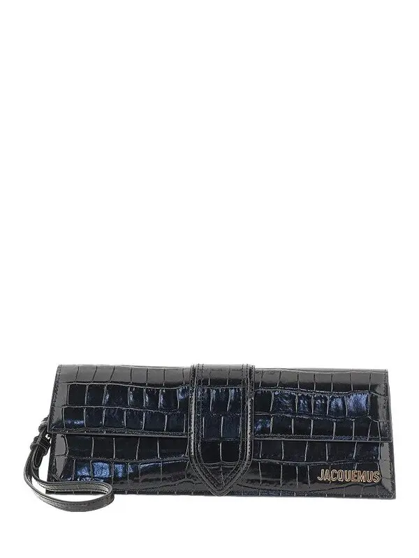 Jacquemus Croco-embossed Leather 'bambino' Clutch - Black
