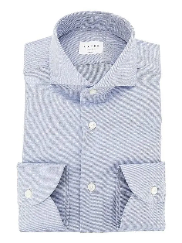 XACUS Cotton Tailor Fit 'travel' Shirt - Blue