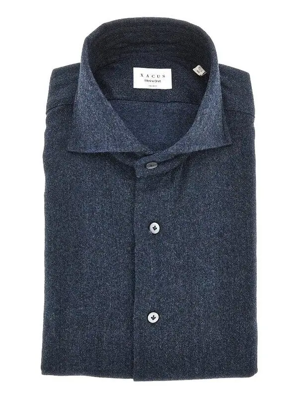 XACUS Tailor Fit 'merino' Shirt - Blue