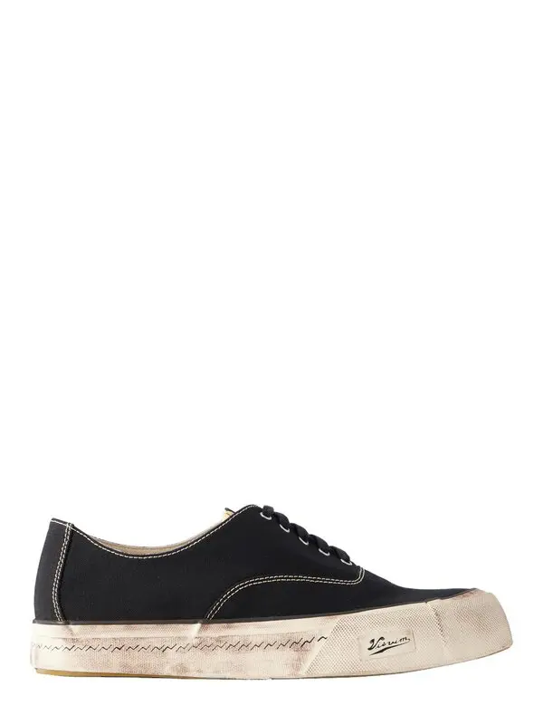 Visvim Logan Distressed Canvas Sneakers - Black