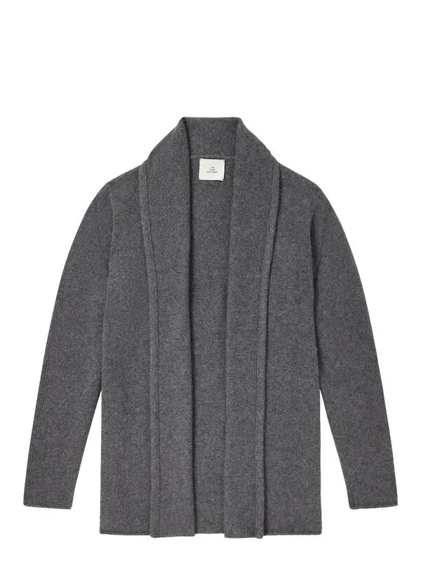 THE ELDER STATESMAN Shawl-collar Cashmere Cardigan - Gray