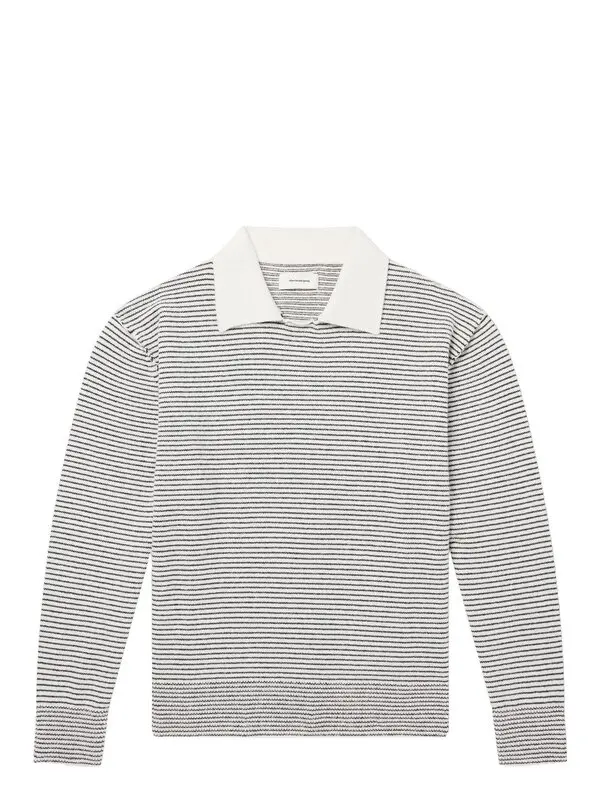 MFPEN Charming Striped Wool Polo Sweater - Gray