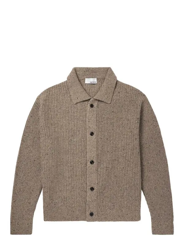SAGE NATION Wiral Ribbed-knit Wool Cardigan - Neutrals