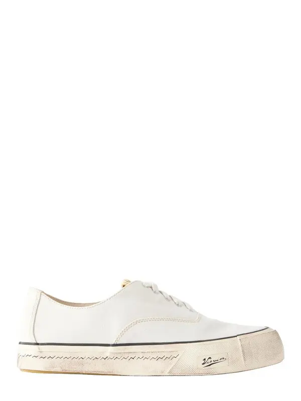Visvim Logan Distressed Canvas Sneakers - White