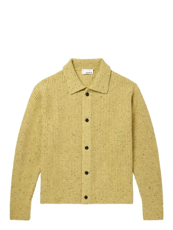 SAGE NATION Wiral Ribbed-knit Wool Cardigan - Yellow