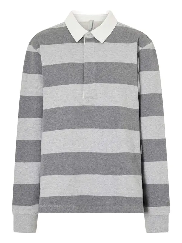 SKIMS Boyfriend Fleece Striped Cotton-jersey Polo Shirt - Gray