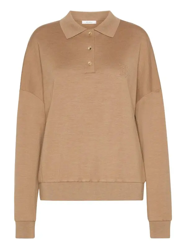 Max Mara Virgin Wool Collared Sweater - Beige
