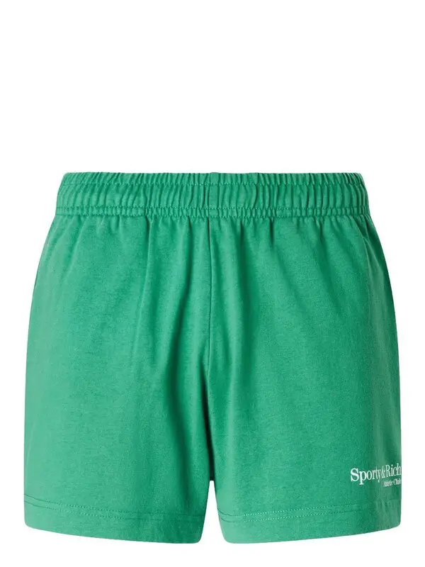 Sporty & Rich Fitness 94 Logo-printed Cotton-jersey Shorts - Green