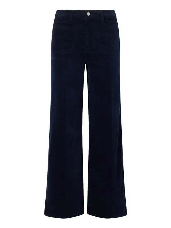 FRAME Le Slim Palazzo Shrunken Pocket Corduory High-rise Wide-leg Pants - Blue