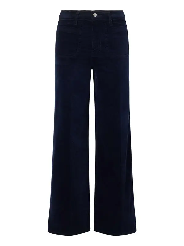 FRAME Cotton-blend Corduroy High-rise Wide-leg Pants - Navy