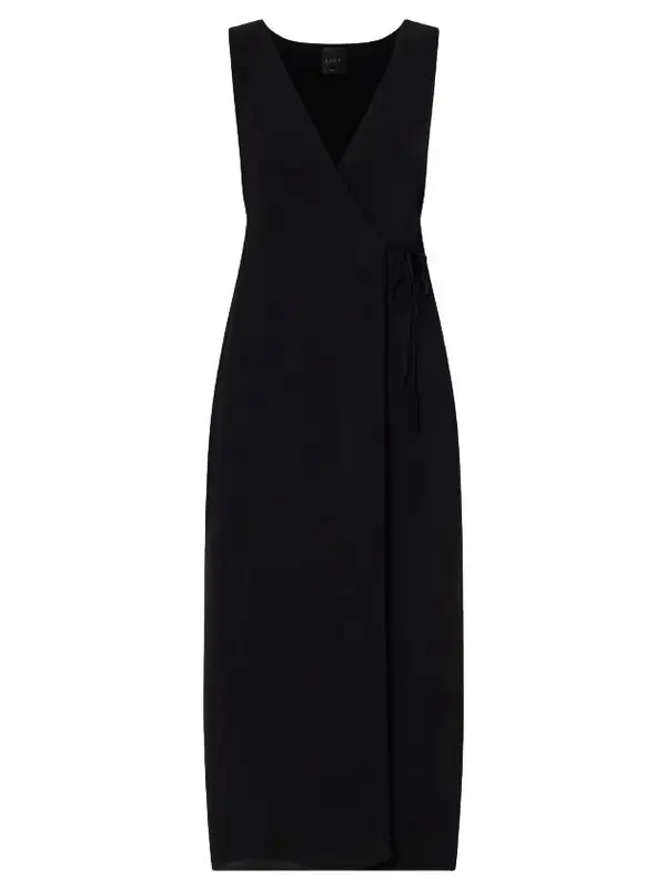 LESET Ari Crepe Wrap Midi Dress - Black
