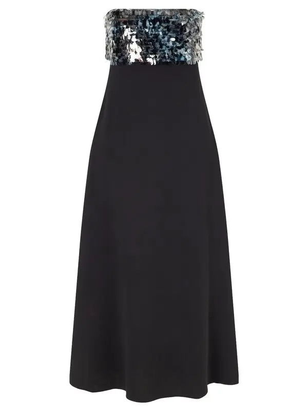 Staud Phoenix Sequin-embellished Crepe Midi Dress - Black