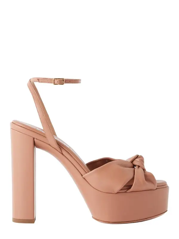 AQUAZZURA Cupid 120 Leather Platform Sandals - Blush