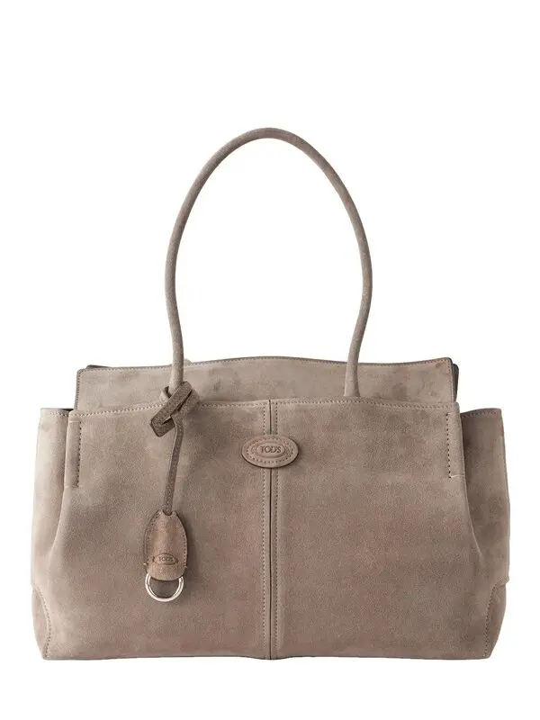 TOD'S Logo-embossed Suede Tote - Brown