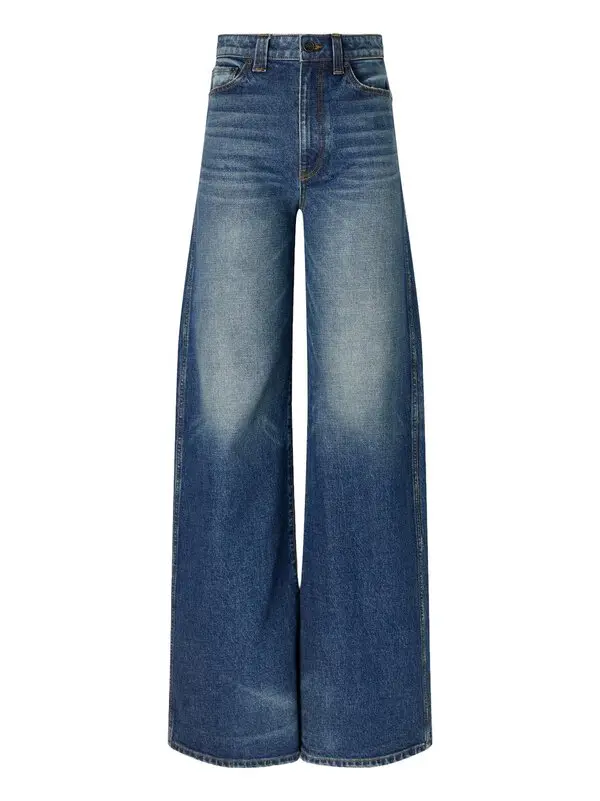 Khaite Dane High-rise Wide-leg Stretch Jeans - Blue
