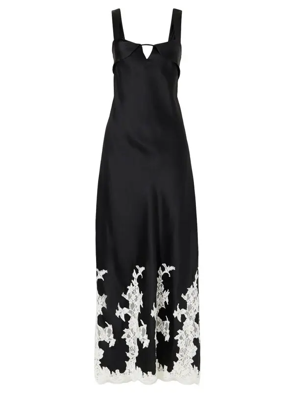 Simkhai Lea Lace-trimmed Satin Maxi Dress - Black