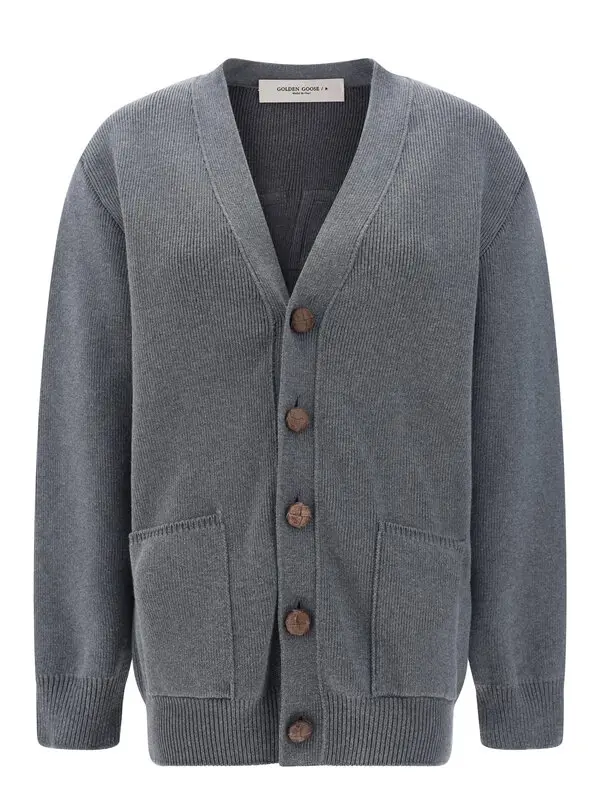 GOLDEN GOOSE Cotton V-neck Cardigan - Gray