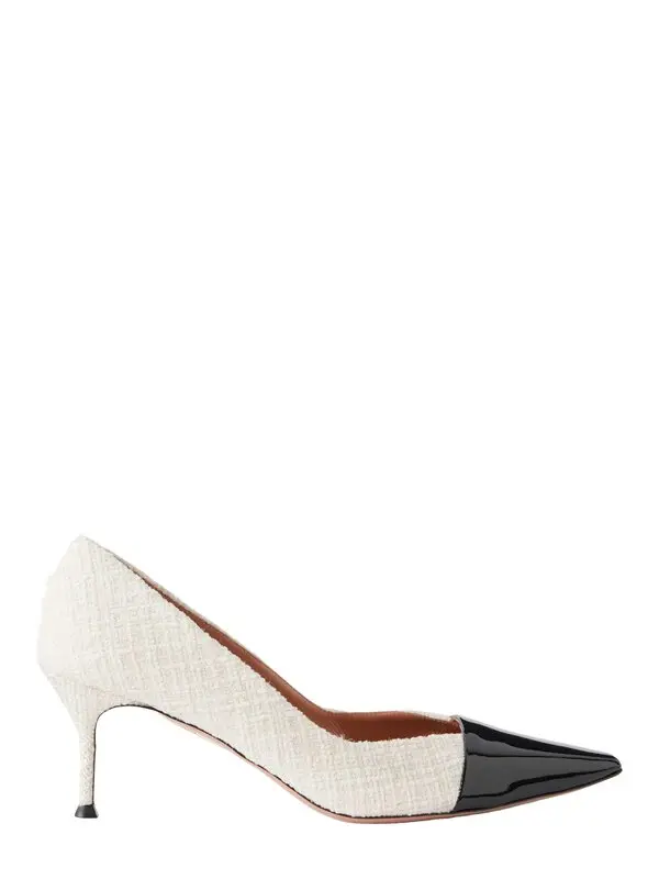 AQUAZZURA Orbit 65 Patent Leather-trimmed Bouclé Pumps - Cream