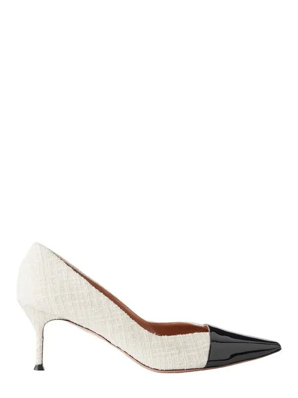 AQUAZZURA Orbit 65 Patent Leather-trimmed Bouclé Pumps - Neutrals