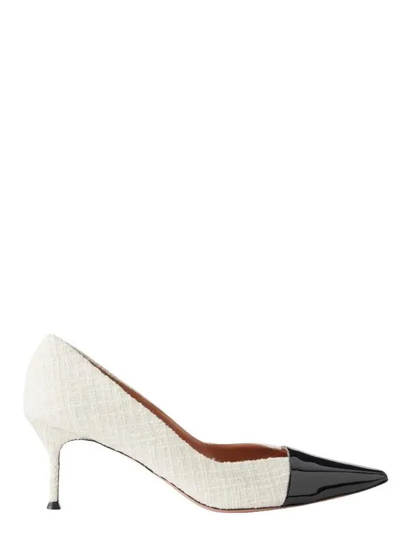 AQUAZZURA Orbit 65 Patent Leather-trimmed Bouclé Pumps - Neutrals