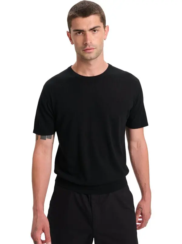 ATM Anthony Thomas Melillo Extra Fine Merino Wool Crew Neck T-shirt - Black
