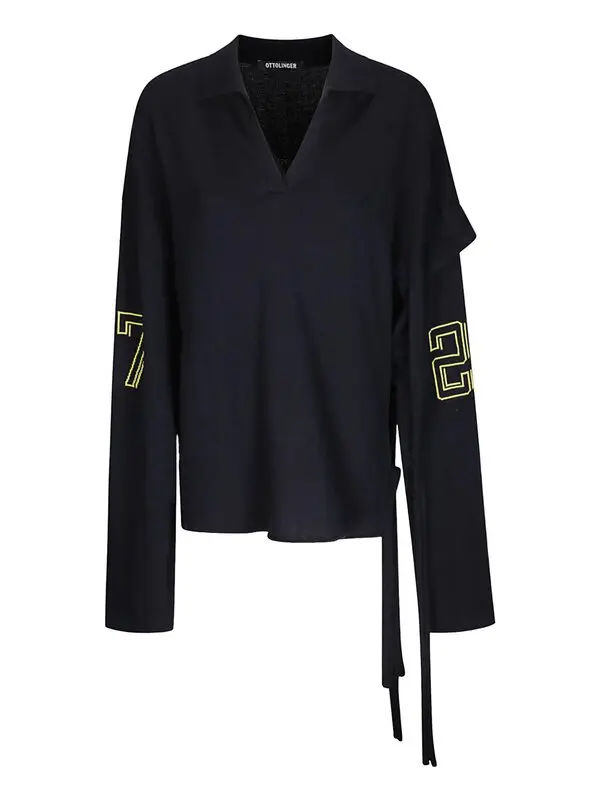 Ottolinger V-neck Knit Top - Black