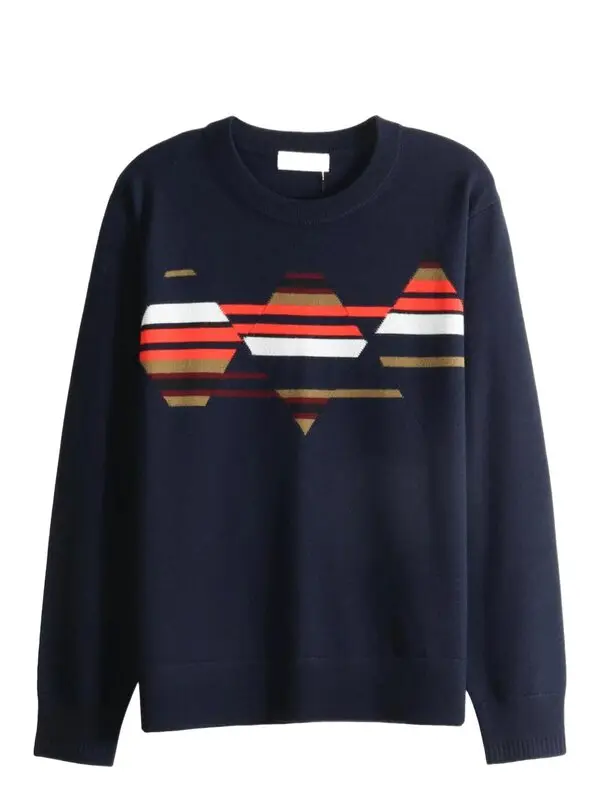 Dries Van Noten Graphic Pattern Sweater - Navy