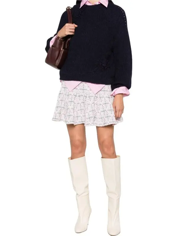 TWINSET Embroidered Floral Knitted Sweater - Black
