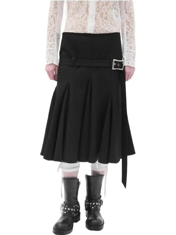 ANN DEMEULEMEESTER Helma Knee Length Handkerchief Skirt With Belt - Black