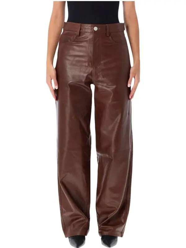 RÓHE Wide-leg Leather Pants - Brown
