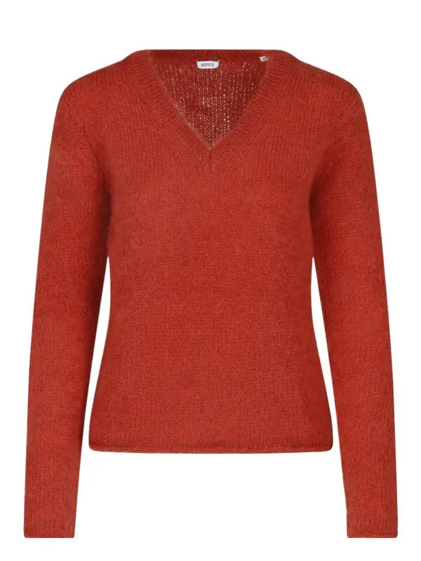 Aspesi V-neck Knitted Sweater - Orange