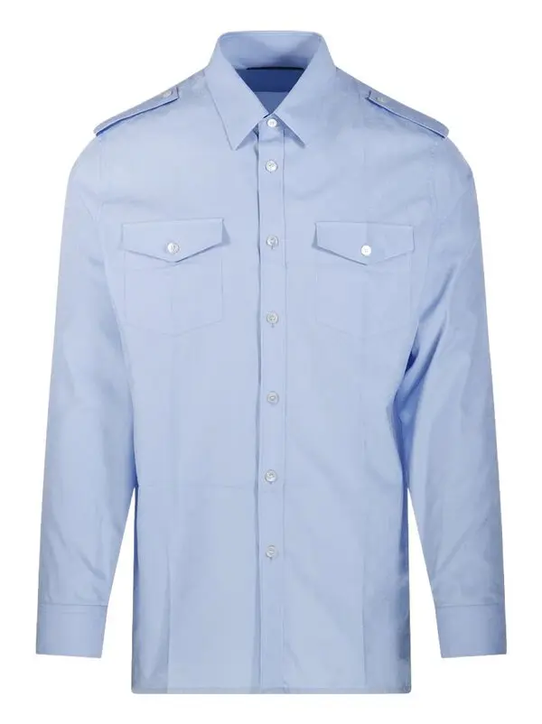 Gucci Gg Jacquard Epaulette Shirt - Blue