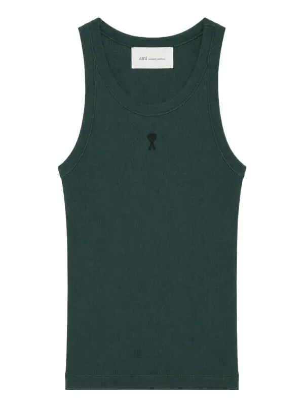 AMI Paris De Coeur Ribbed Tank Top - Green