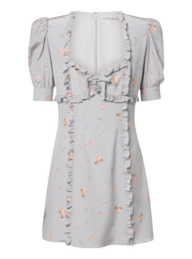 Alessandra Rich Floral Silk Crêpe De Chine Minidress - Gray