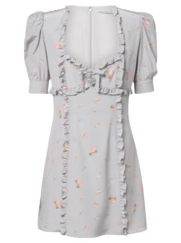 Alessandra Rich Floral Silk Crêpe De Chine Minidress - No