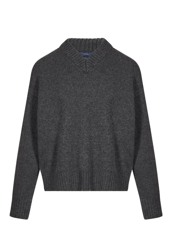 Soeur Notch Collar Loose Knit Sweater - No