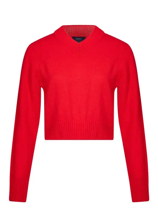 Soeur V-neck Cropped Knit Sweater - No