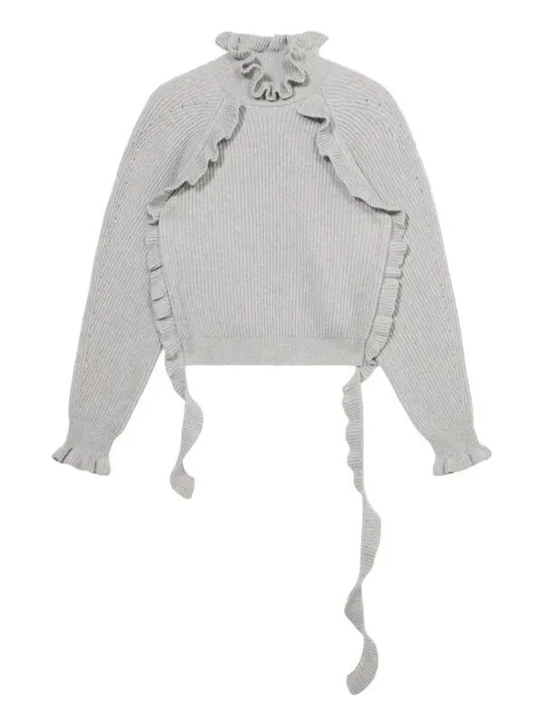 Blumarine Wool Cardigan With Ruching And Flounced Detailing - No