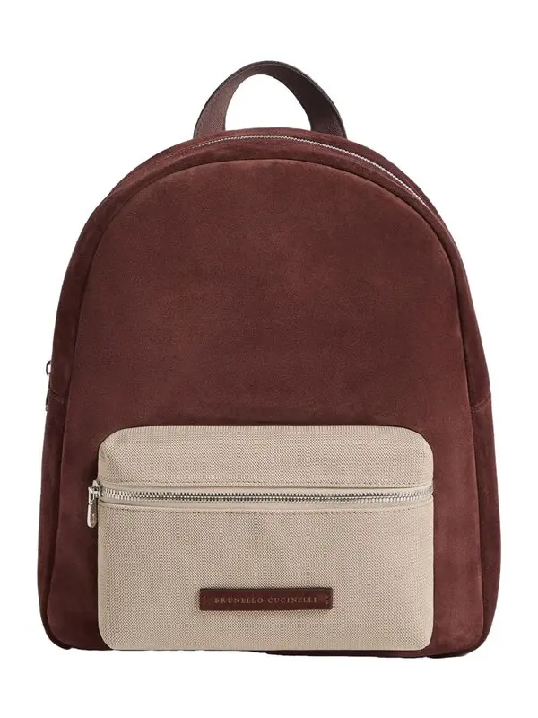 Brunello Cucinelli Suede And Techno Cotton Backpack - Deep Fuchsia