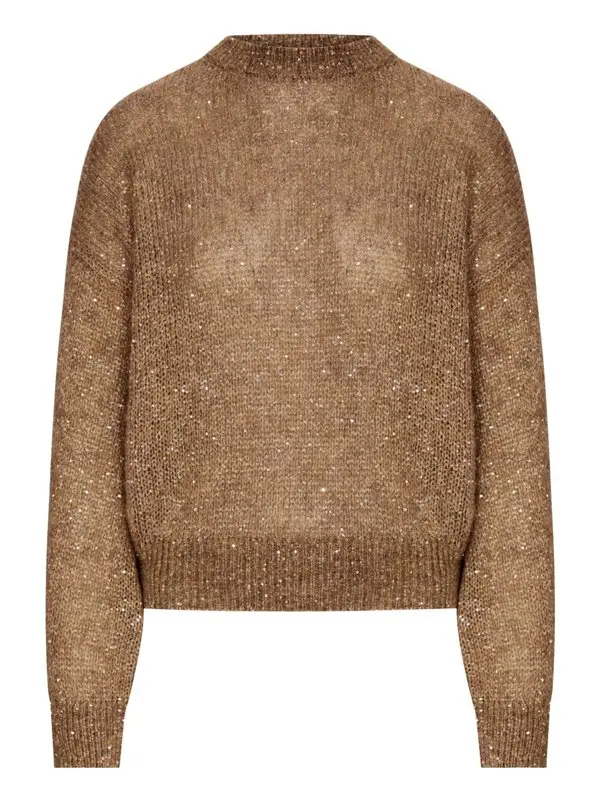 Brunello Cucinelli Sequin-embellished Knitted Sweater - Brown