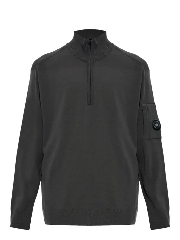 C.P. COMPANY Lens-detail Quarter-zip Sweater - Grey
