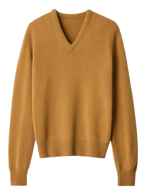 LEMAIRE V-neck Sweater In Cashmere - Cumin