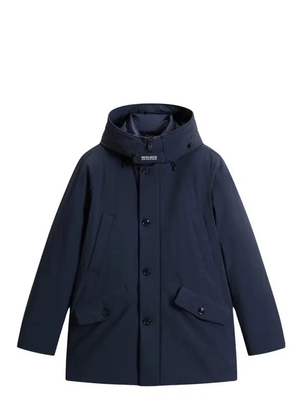 Woolrich Hooded Logo Patch Down Jacket - Navy
