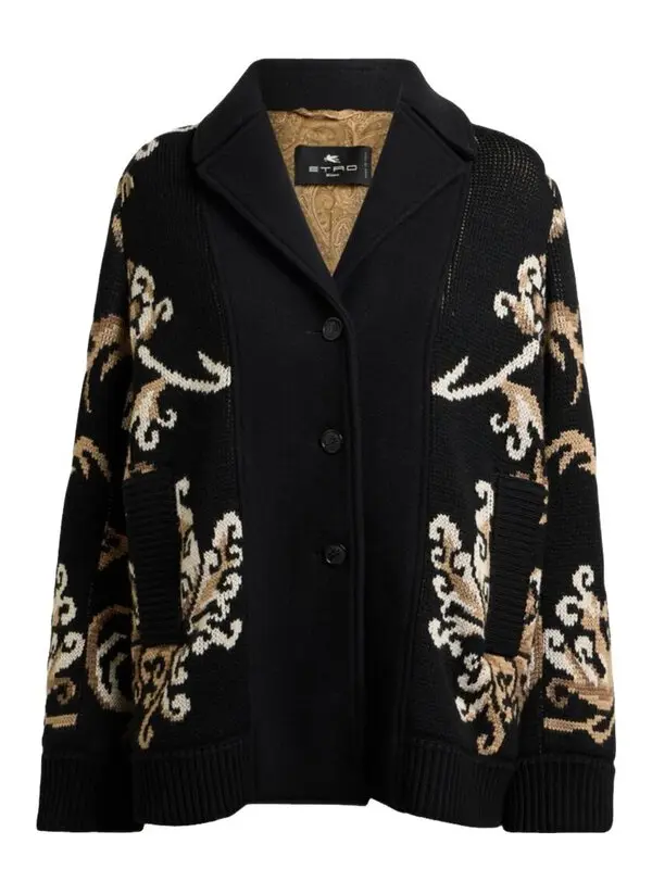 Etro Patterned Button-front Cardigan - Black