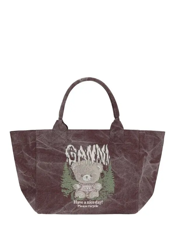 GANNI Medium Trapeze Teddy Print Shopping Bag - Multicolor