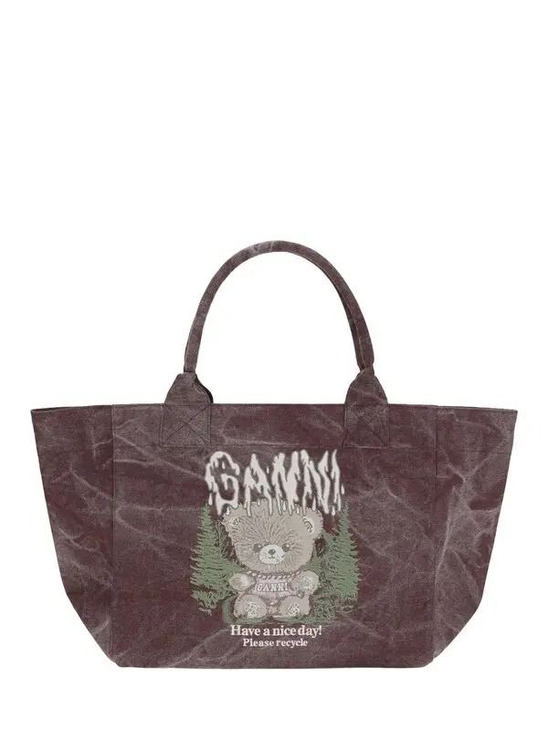 GANNI Medium Trapeze Teddy Print Shopping Bag - Multicolor